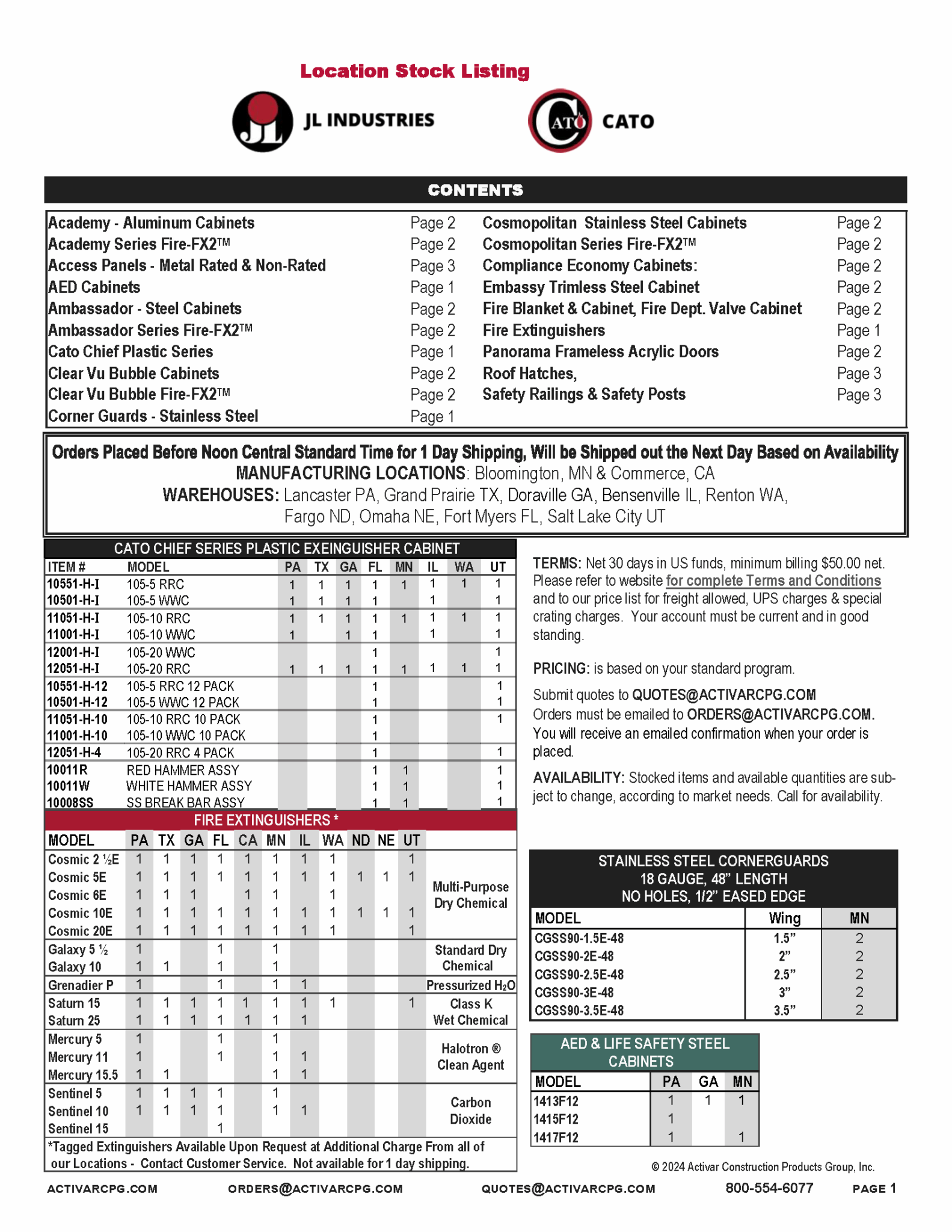 Stock Lists | Activar Construction Products Group